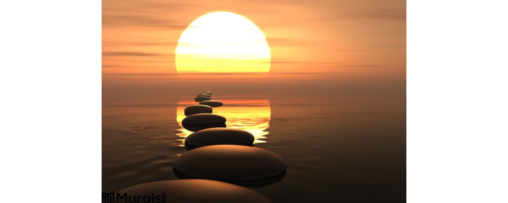 Zen Path Stones Sunset Wall Mural